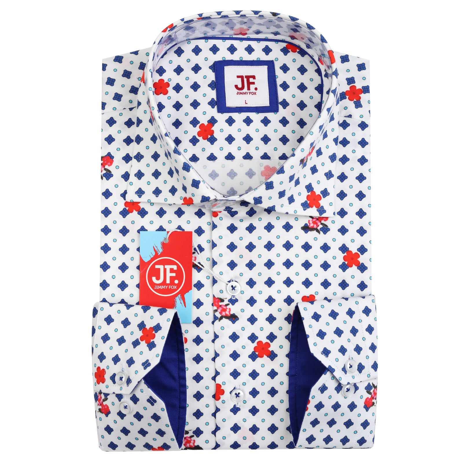 JF824 JIMMY FOX Geometric Print Slim Fit L/S Shirt – Jimmy Fox