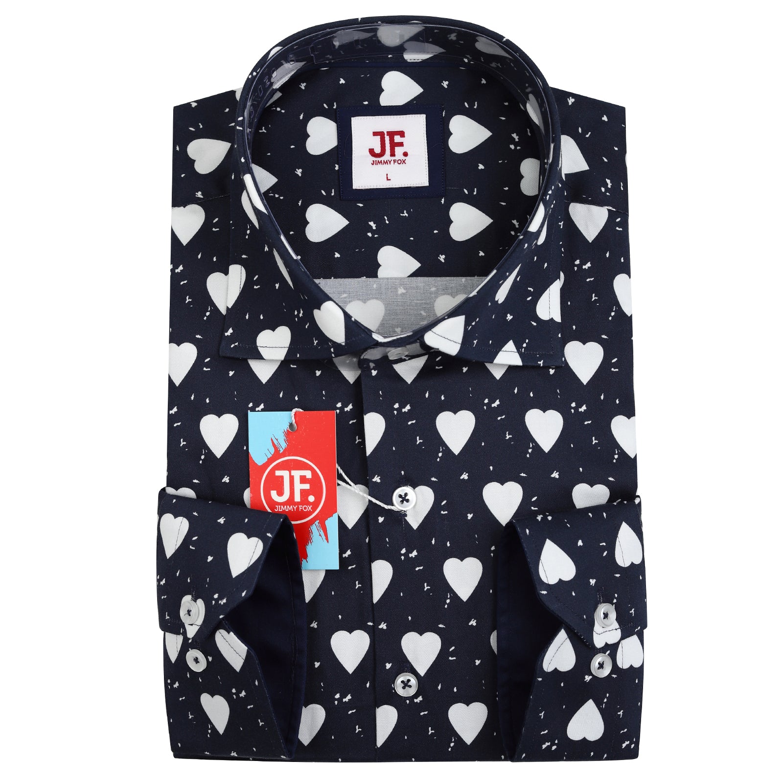 JF854 JIMMY FOX Heart Print Slim Fit L/S Shirt – Jimmy Fox